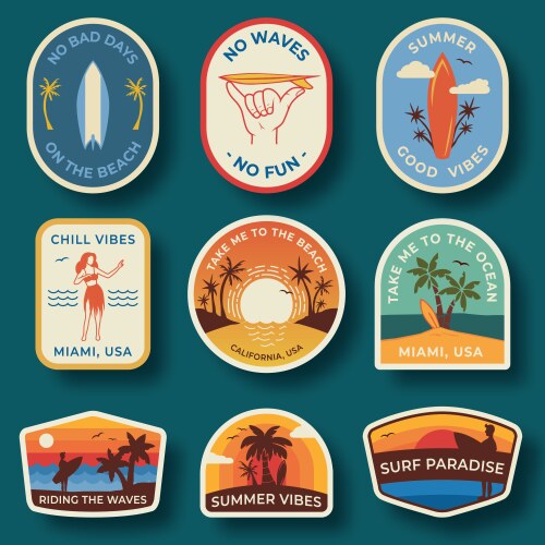 Retro beach labels and badges Royalty Free Vector Image