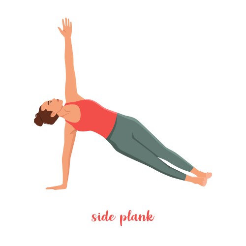 Woman doing side plank with crossed legs exercise Vector Image