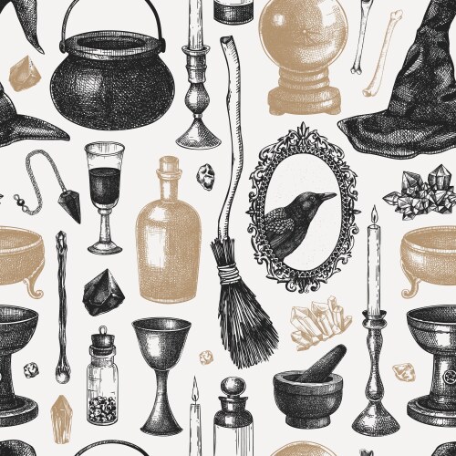 Bohemian style witchcraft background vintage Vector Image