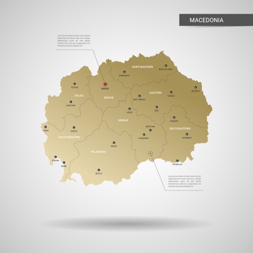 Macedonia map with body and outline isolated Vector Image