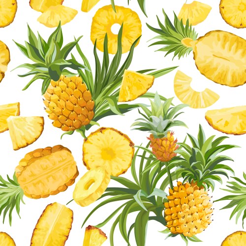 Pineapples and tropical flowers geometry pattern Vector Image