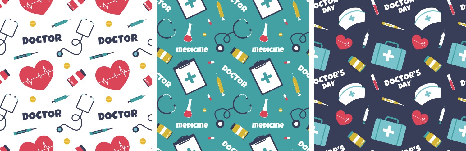 Doctors day seamless pattern design with medical Vector Image