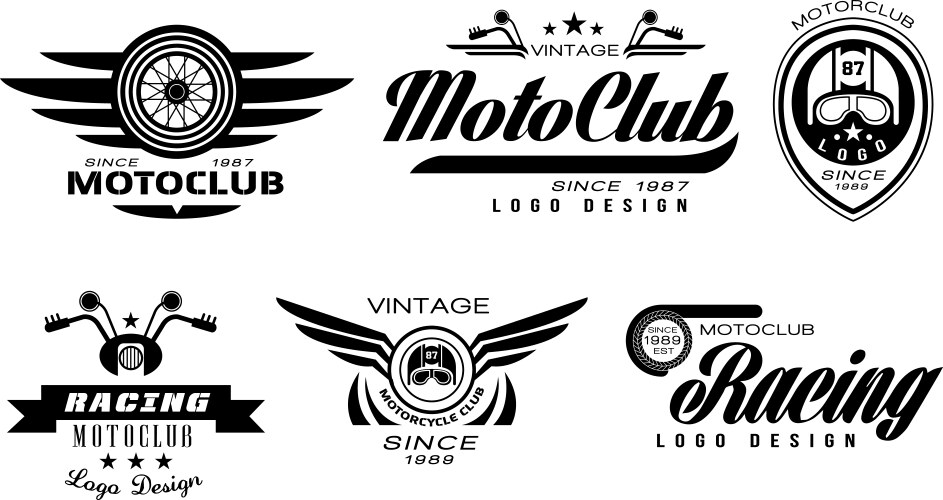 Custom motorcycles emblem template with winged Vector Image