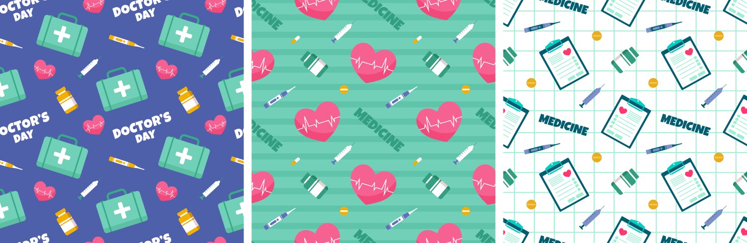 Doctors day seamless pattern design with medical Vector Image