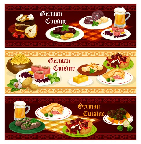 German cuisine restaurant food menu page design Vector Image