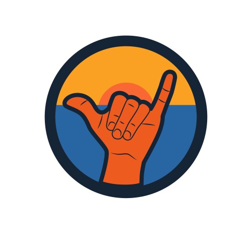 Shaka sign hang loose silhouette Royalty Free Vector Image