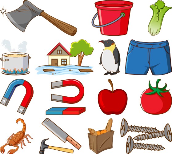 Large set different objects Royalty Free Vector Image