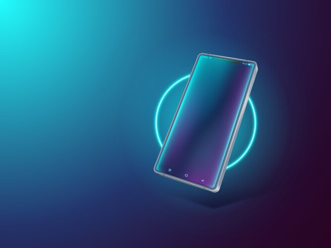 Modern mobile cell phone on colorful background Vector Image