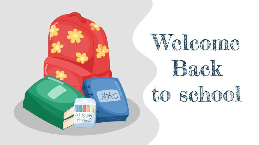 Children cute school poster back Royalty Free Vector Image
