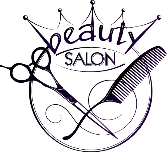 Scissors comb and golden crown symbol Royalty Free Vector