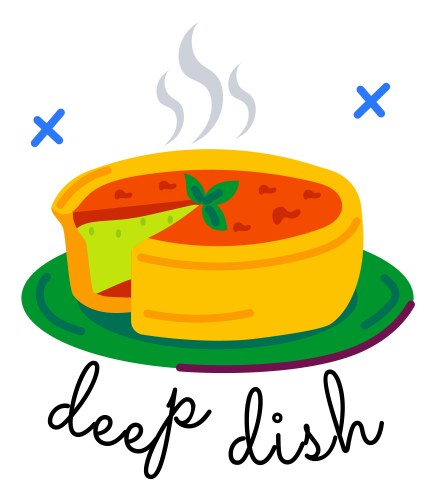 Deep dish Royalty Free Vector Image - VectorStock