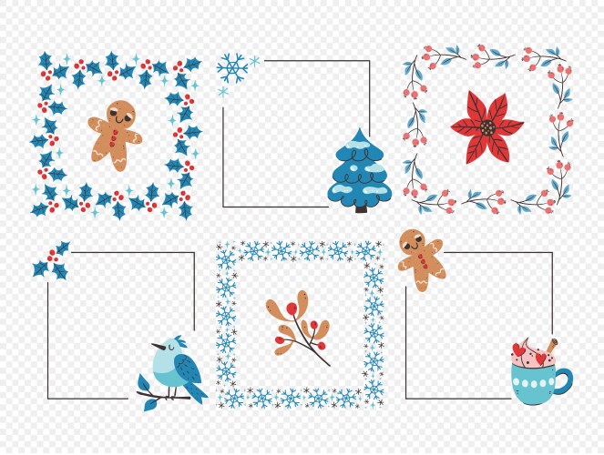 Winter snowfall frames Royalty Free Vector Image