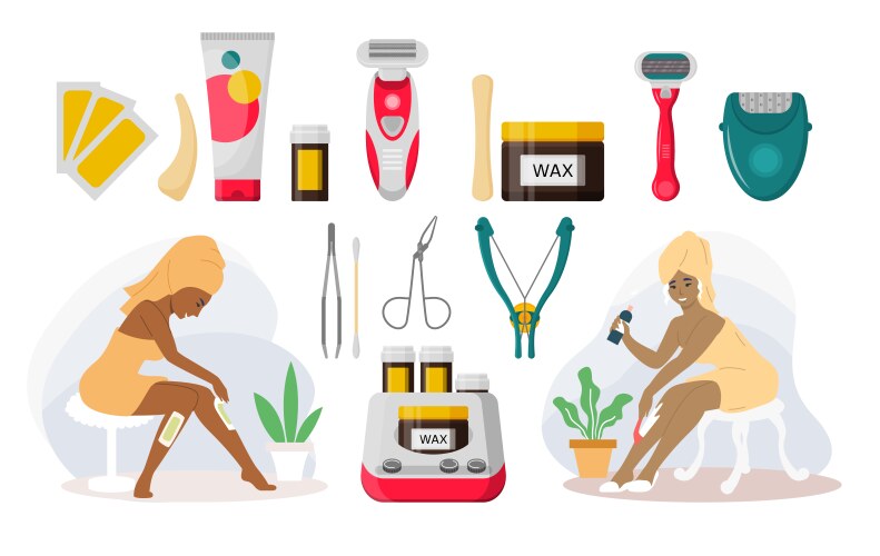Hair removal icon set isolated Royalty Free Vector Image