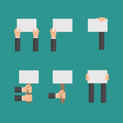 Two hands holding paper banner Royalty Free Vector Image