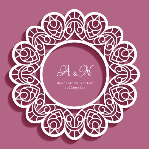 Circle frame with cutout lace border pattern Vector Image