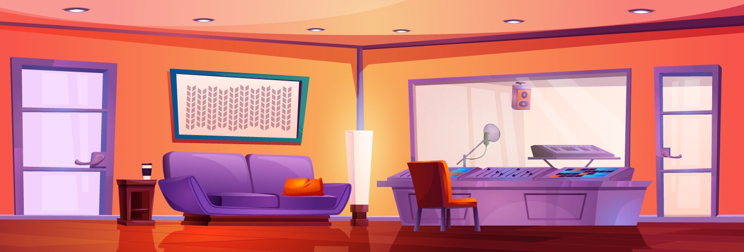 Music studio record sound room with speakers Vector Image