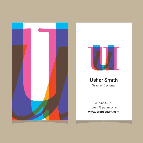 Business card template letter u Royalty Free Vector Image