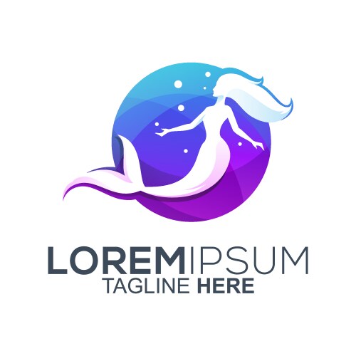 Mermaid merrow digital logo design Royalty Free Vector Image