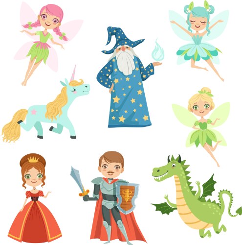 Fairytale characters fantasy medieval magic Vector Image