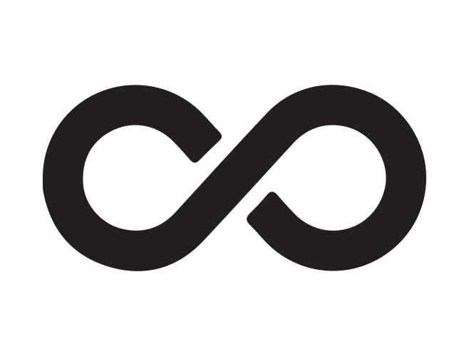 Infinity sign with two hands touching each other Vector Image