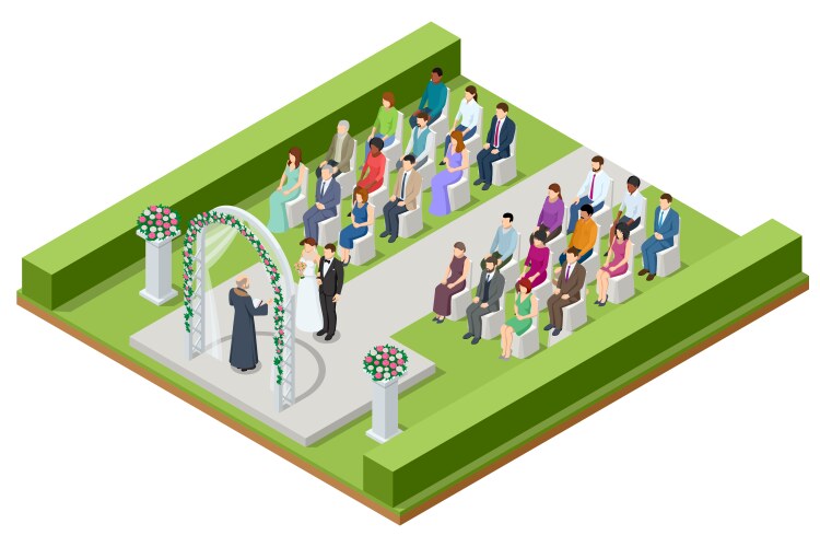 Wedding isometric composition Royalty Free Vector Image