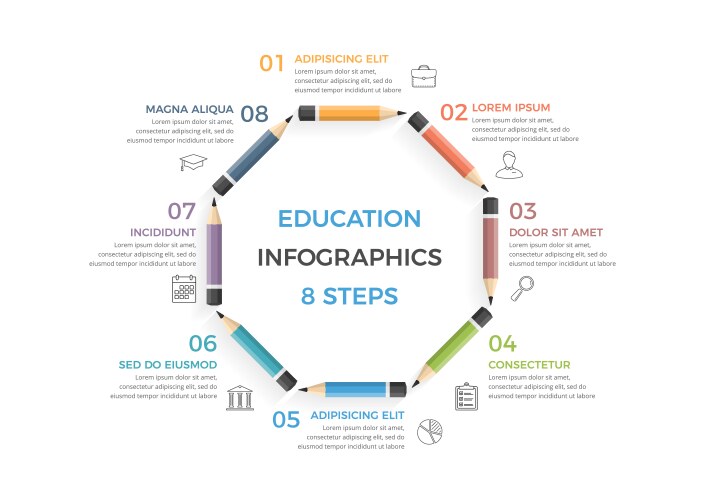 Pencil infographic education diagram Royalty Free Vector