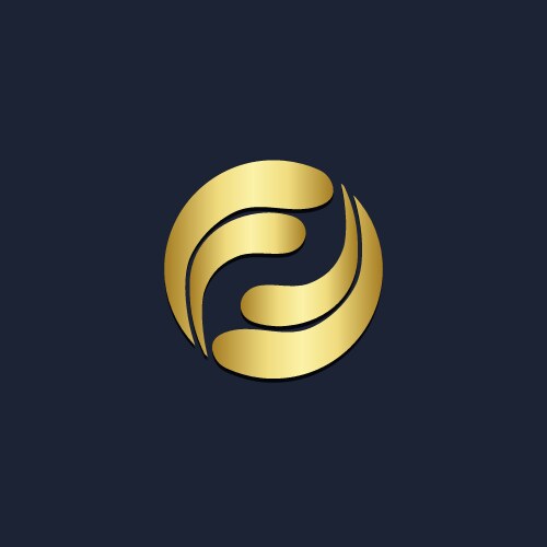 Gold round connect logo Royalty Free Vector Image