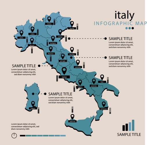 Flat italy map infographic Royalty Free Vector Image