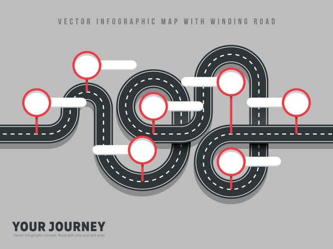 Road journey infographic trip directional map Vector Image