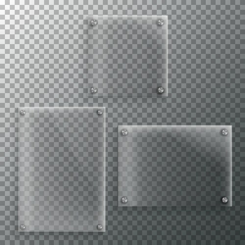Glass plates set on transparent background Vector Image