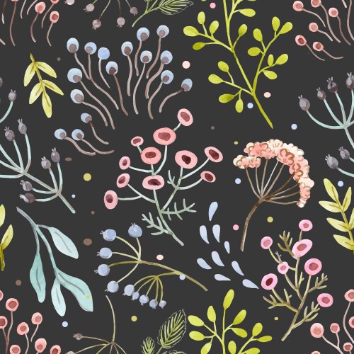Heart shaped doodle flower seamless pattern Vector Image