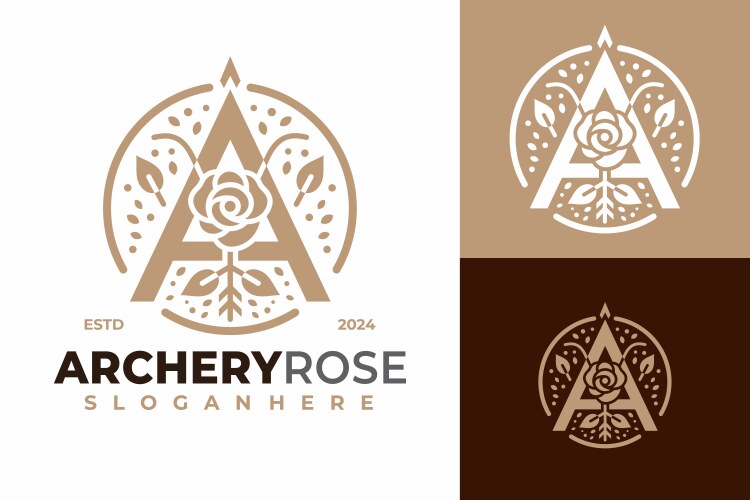 Letter a rose arrow logo design symbol icon Vector Image