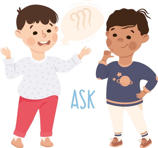 Little boy asking question Royalty Free Vector Image