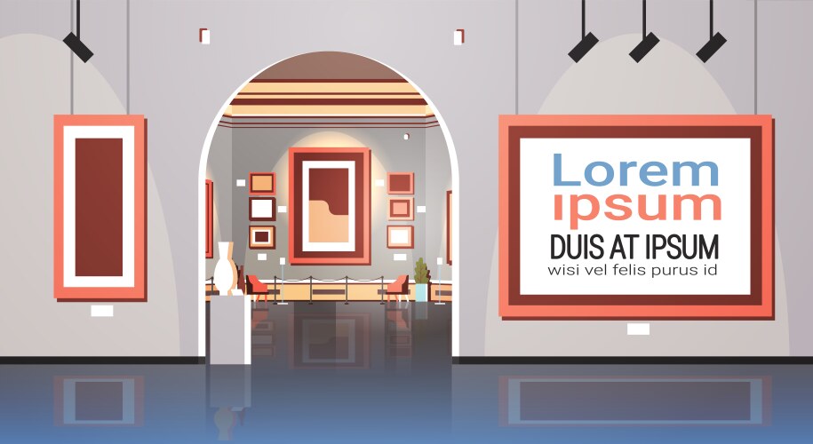 Classic historic museum art gallery hall Vector Image