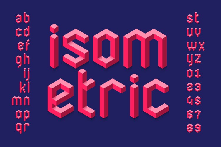 Isometric 3d font colorful isolated background Vector Image Isometric 3d font colorful isolated background Vector Image