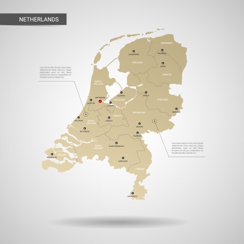 Netherlands map on a brick wall Royalty Free Vector Image