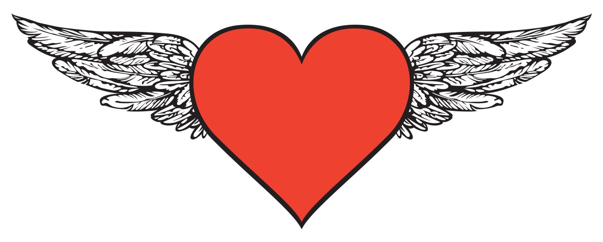 Flying hearts with wings Royalty Free Vector Image