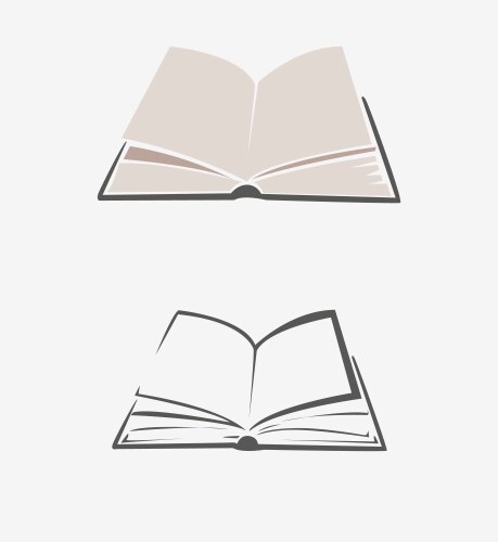 An open book on the table simple black outlines Vector Image