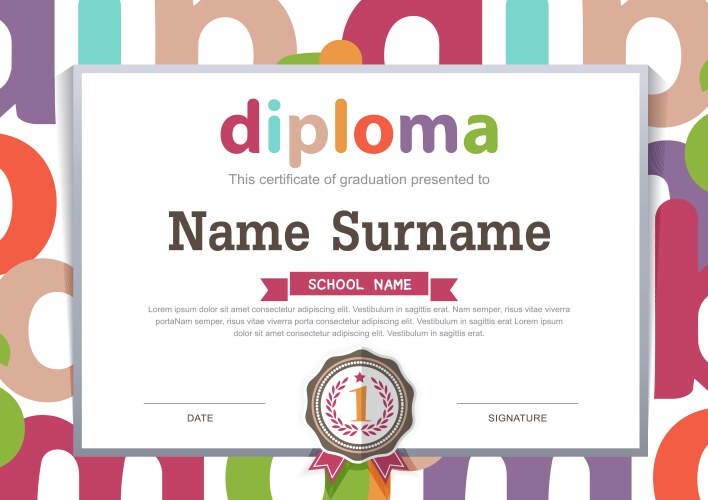Certificate template with kids in playground Vector Image
