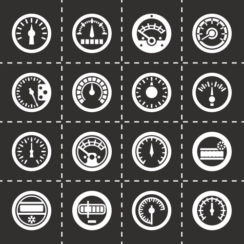 White meter icon set Royalty Free Vector Image