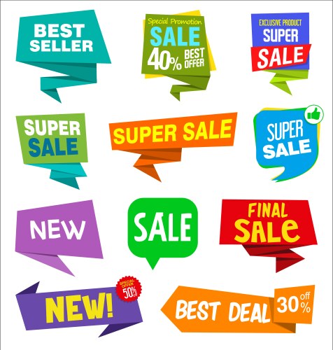 Stickers and label tags colorful set Royalty Free Vector