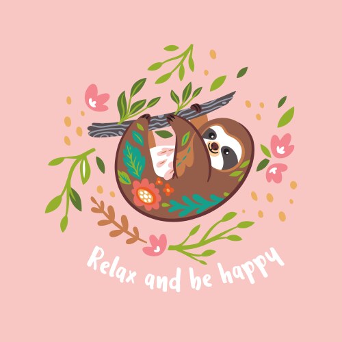 Time to chill cute sloth bear animal Royalty Free Vector