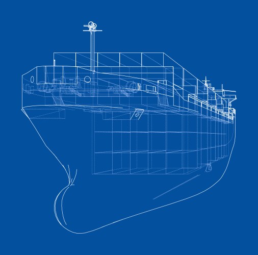 Digital wireframe cargo ship Royalty Free Vector Image