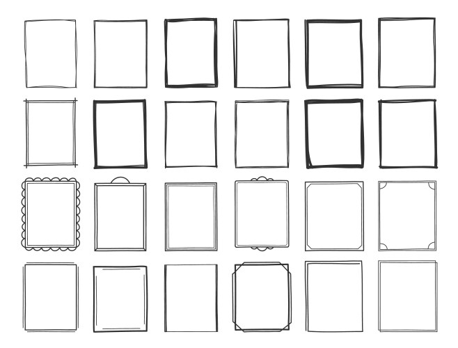 Hand drawn doodle rectangle frames grungy Vector Image
