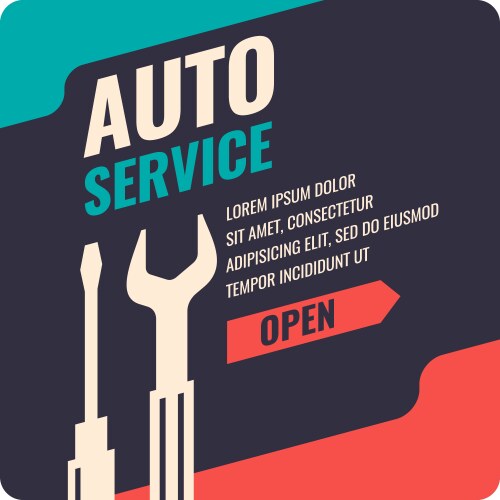 Neon style auto service poster Royalty Free Vector Image