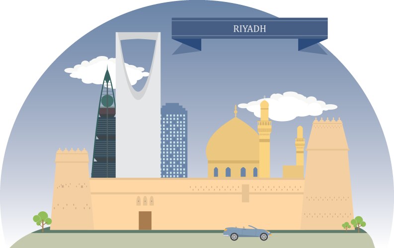 Riyadh linear logo trendy stylish landmarks Vector Image