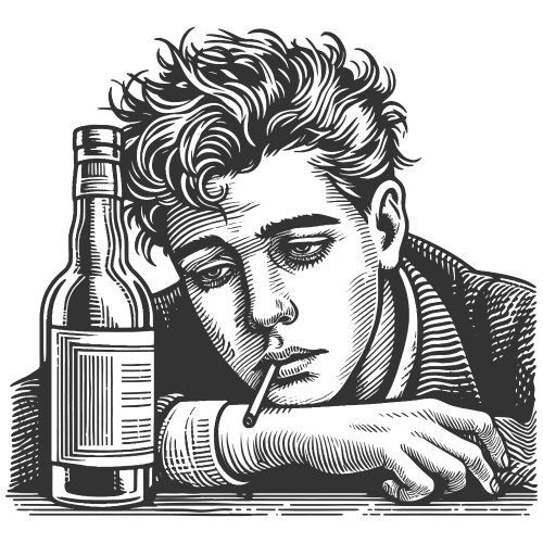 Alcoholic man with vodka Royalty Free Vector Image