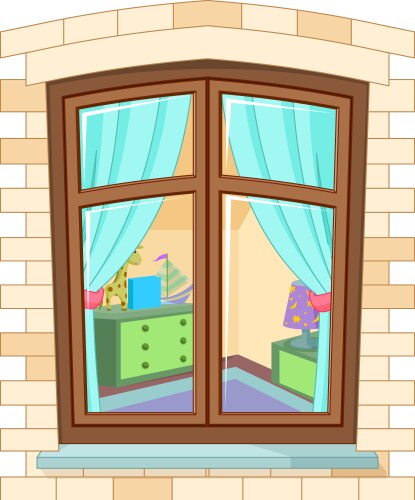 Cartoon wooden colorful window Royalty Free Vector Image