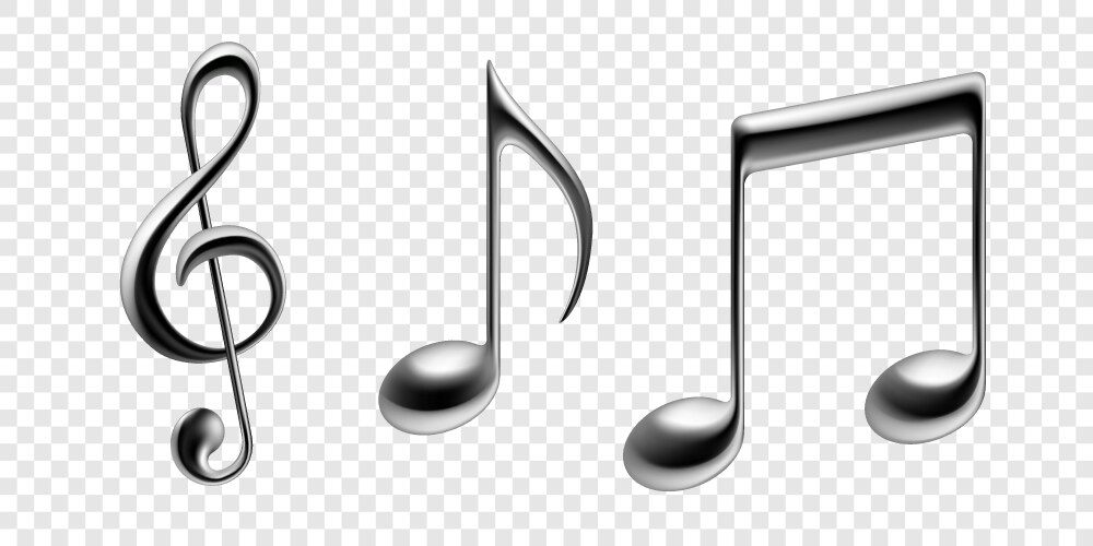 Music notes metallic isolated icons Royalty Free Vector