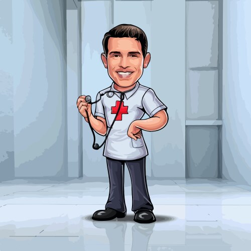 Male nurse on white background Royalty Free Vector Image